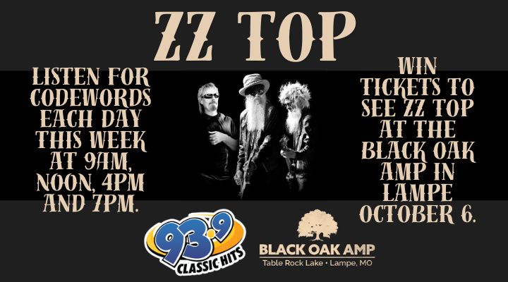 ZZ Top Codeword Ticket Giveaway - Classic Hits 93.9 - KJMK